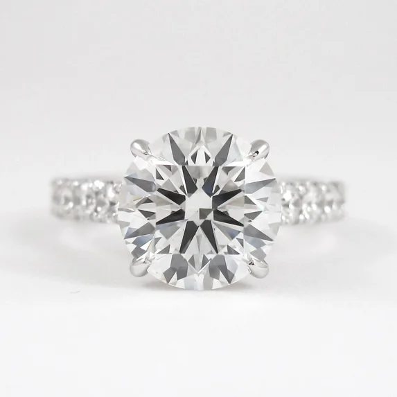 Hidden Halo Wedding Ring, 14K White Gold Plated, Round Brilliant Cut ...