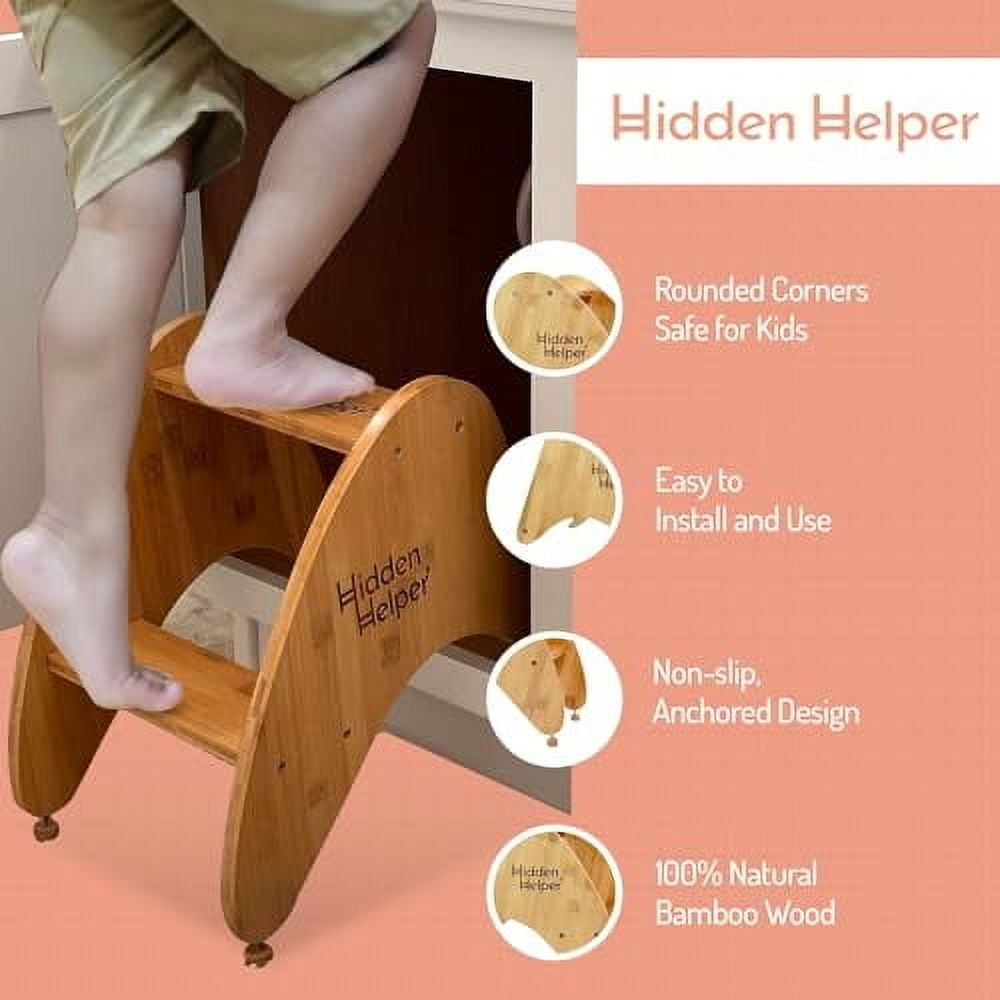 Hidden Helper Stow-Away Kid's Step Stool, Montessori Folding Two-Step ...