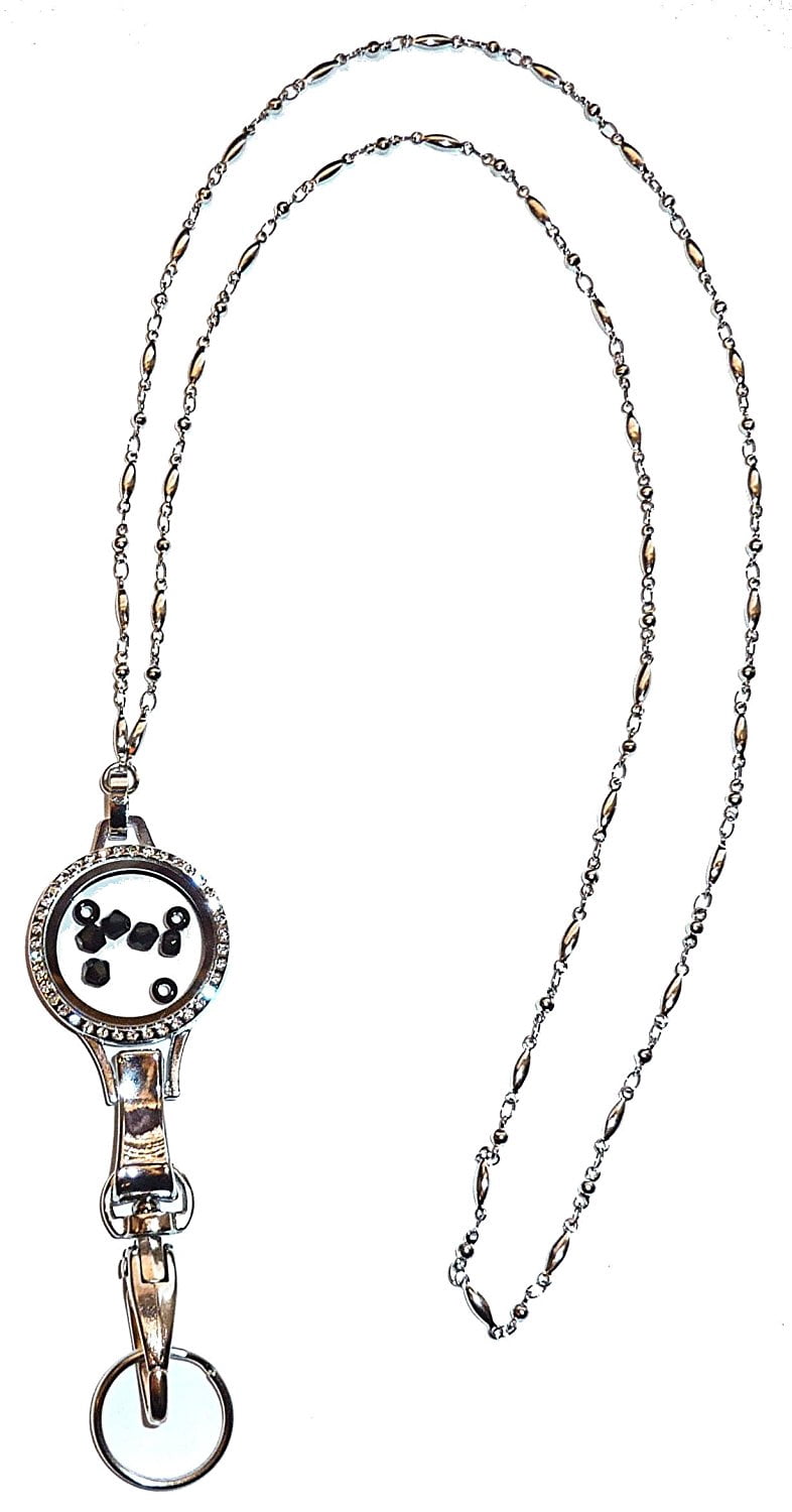 Hidden Hollow Beads Black 30mm Floating Locket Women's Chain Fashion ...