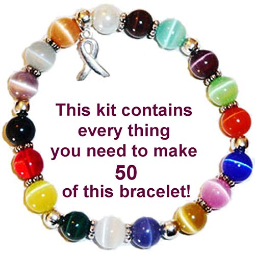 Hidden Hollow Beads Cancer Awareness Bracelet DIY Kit, Makes 50 or 65 ...