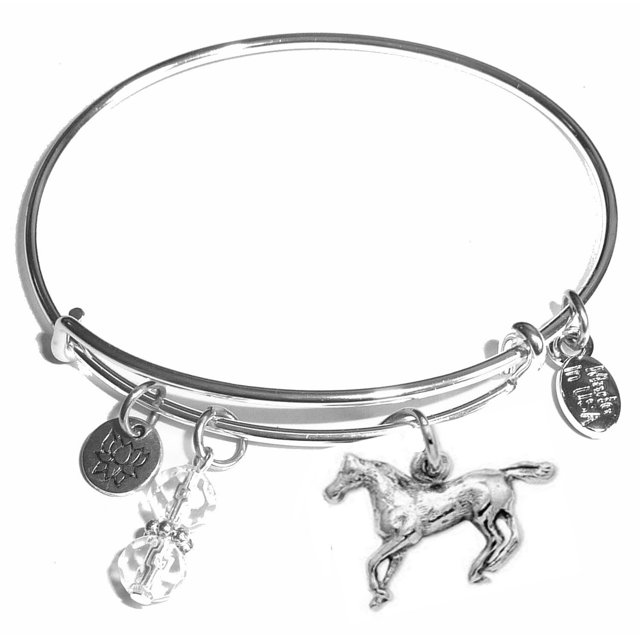 Hidden Hollow Beads Expandable Charm Bangle Bracelets â€“ Horse Charm ...