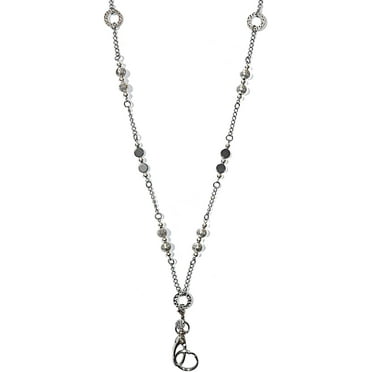 GENEMA White Pearls Bead ID Badge Holder Lanyard Necklace with Magnetic ...