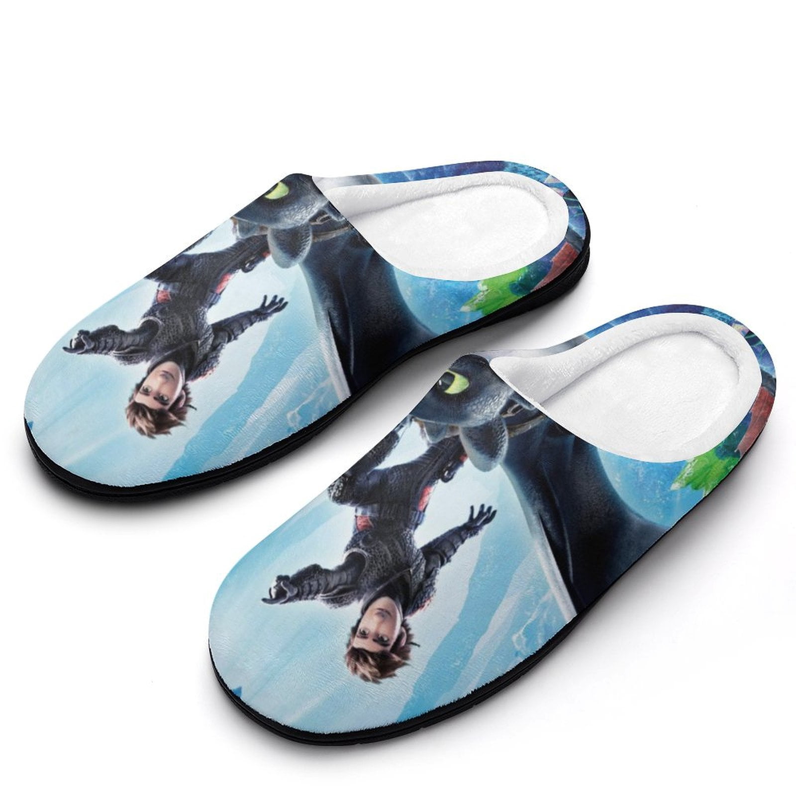 Hidden How to Train Your Dragon Men's Fuzzy Slippers House Open Back ...