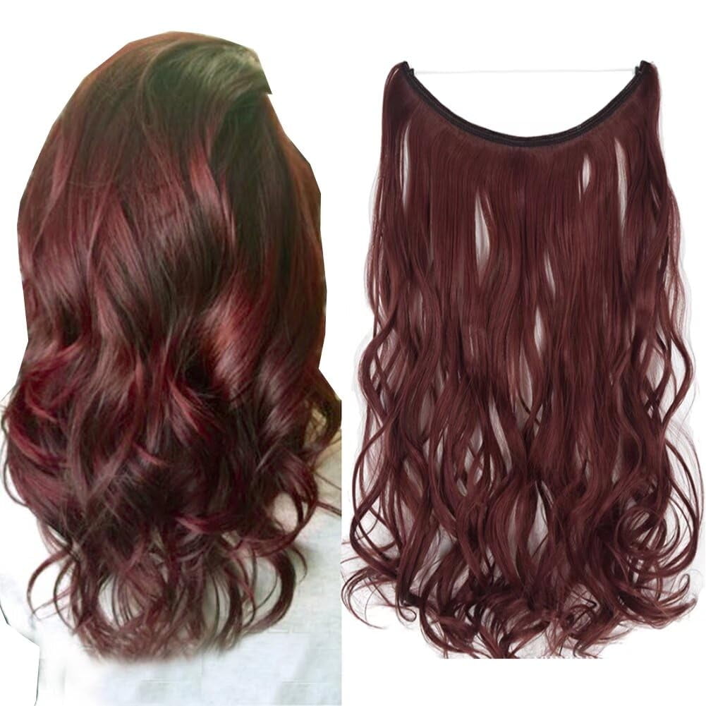 Hidden Invisible Wire Hair Extension Curly Synthetic Hair Extensions ...