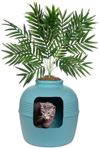 Hidden Litter Box Base Kit, Round Enclosed Cat Planter Furniture with ...