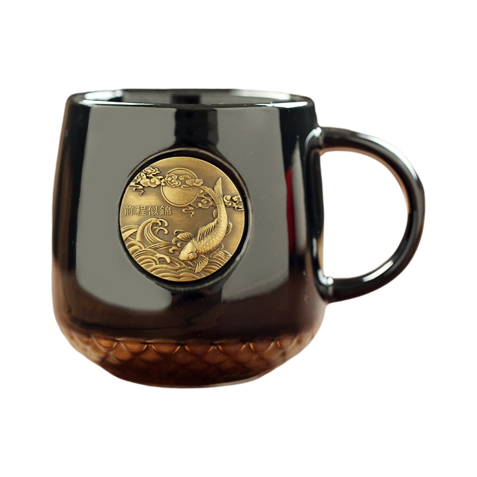 Hidden Message Coffee Mug, Elegant Red Ceramic Coffee Mug with Goldfish ...