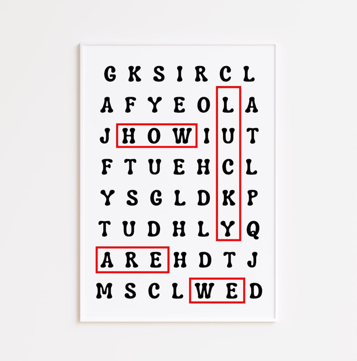 Hidden Message Word Search Poster: "How Lucky Are We" Typography Poster ...