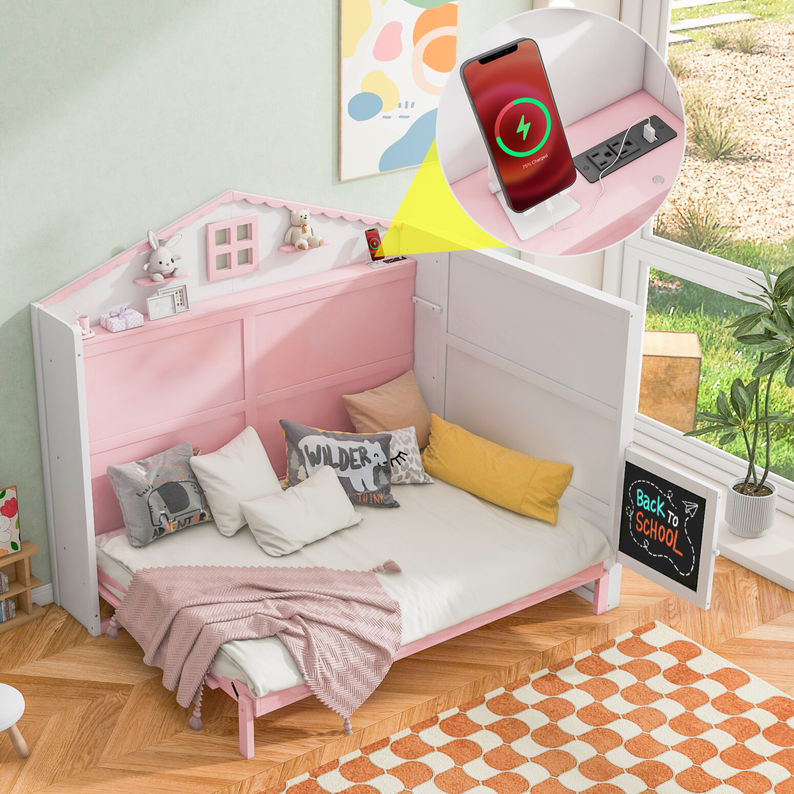 Hidden Murphy Bed Full Size with USB, House Chest Bed with Storage ...