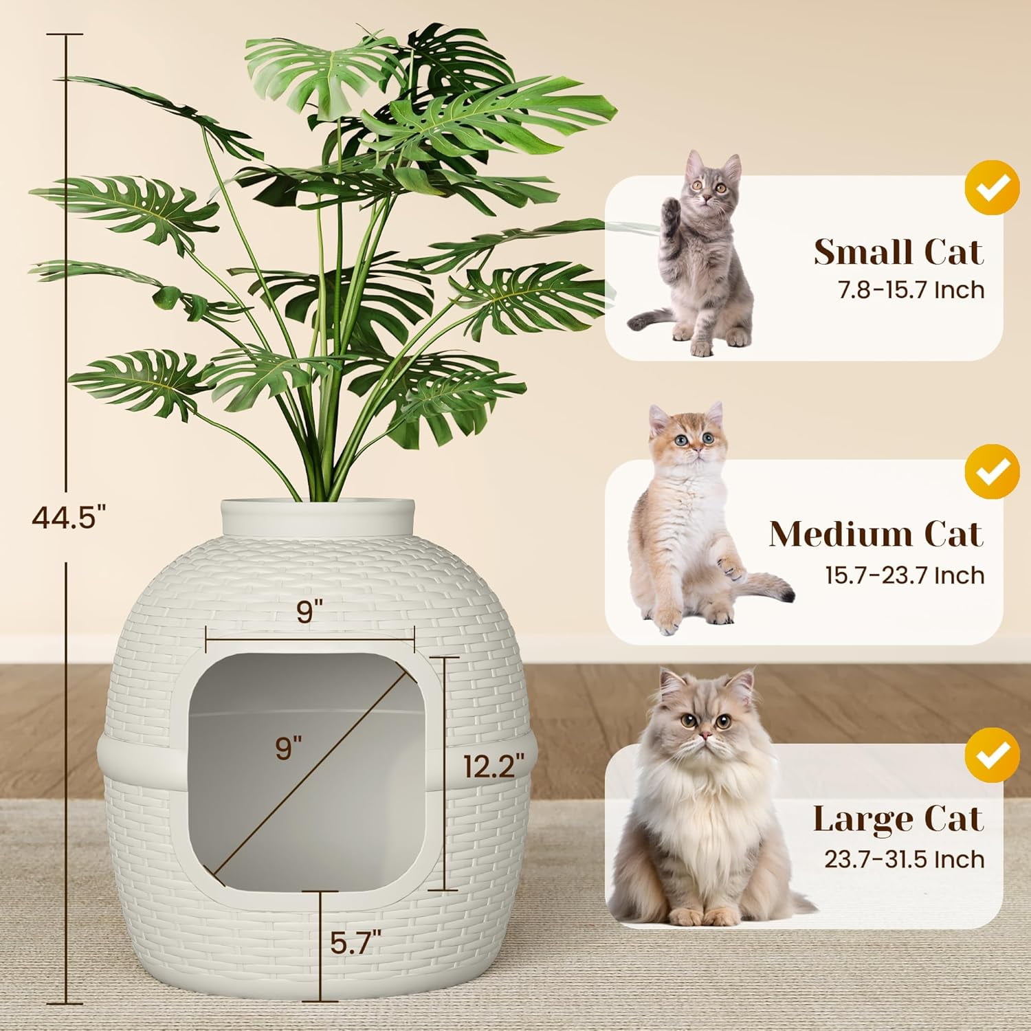 Hidden Plant Litter Box, Large Cat Litter Box Furniture with Odor ...