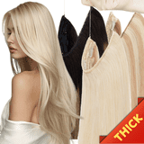 Hidden Secret Clip in Extensions Real Hair Wire in Weft One Piece THICK ...