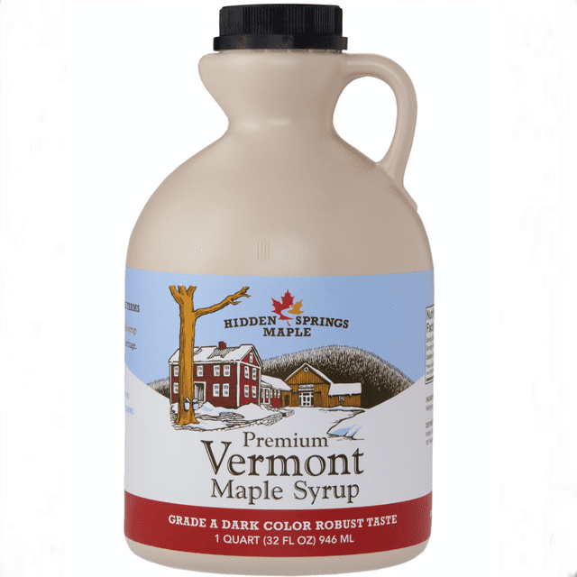 Hidden Springs Maple 100% Natural Vermont Maple Syrup, Dark Robust ...