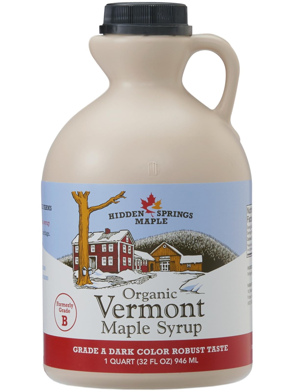 Hidden Springs Maple Organic BDF32 Vermont Maple Syrup, Grade A Dark ...