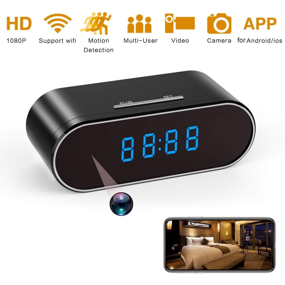 Camera Clock 1080P Full HD WiFi Cam with Night Vision 120° View Motion ...