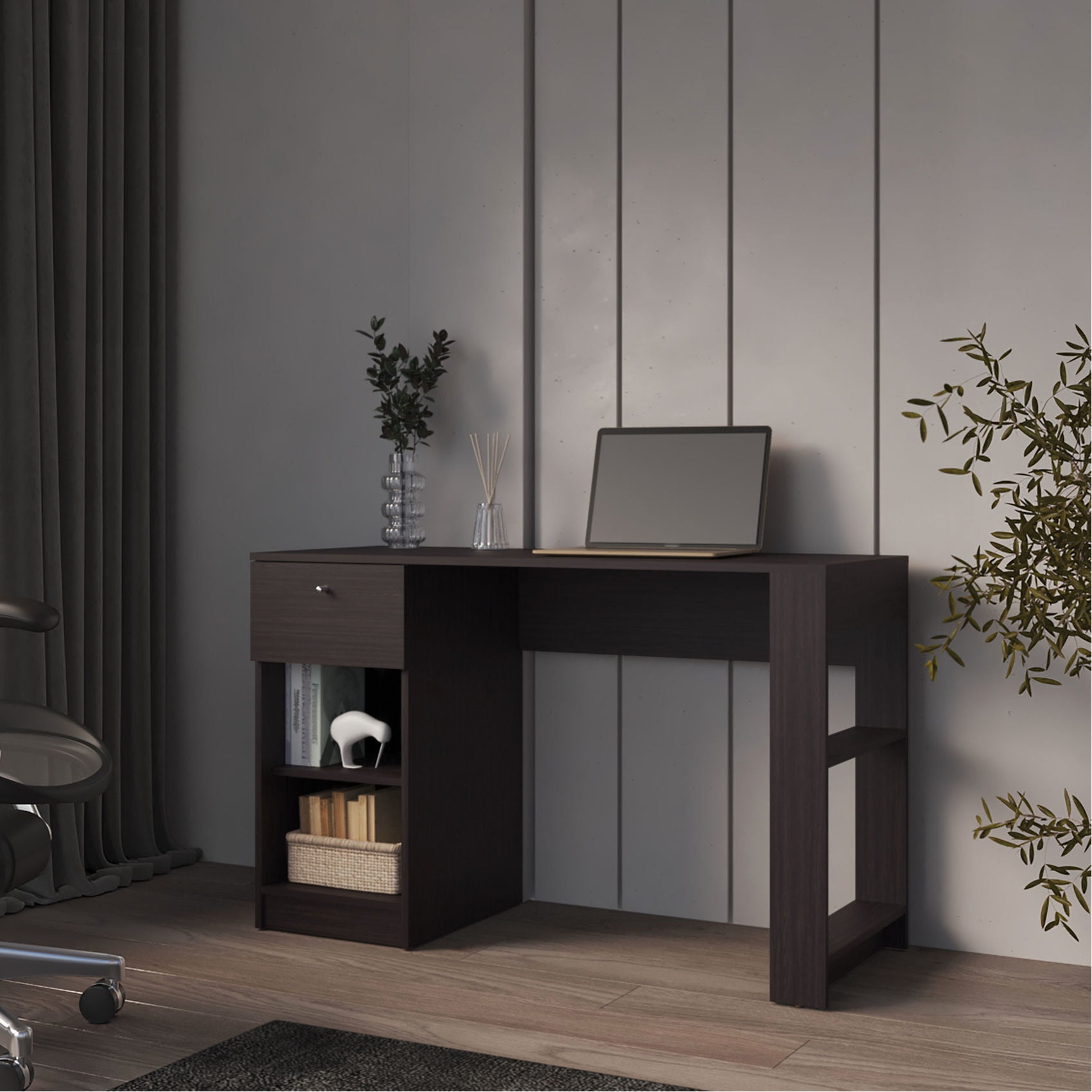 Hidden Storage Drawer & Open Shelves / Suited for Office Computer Tasks ...