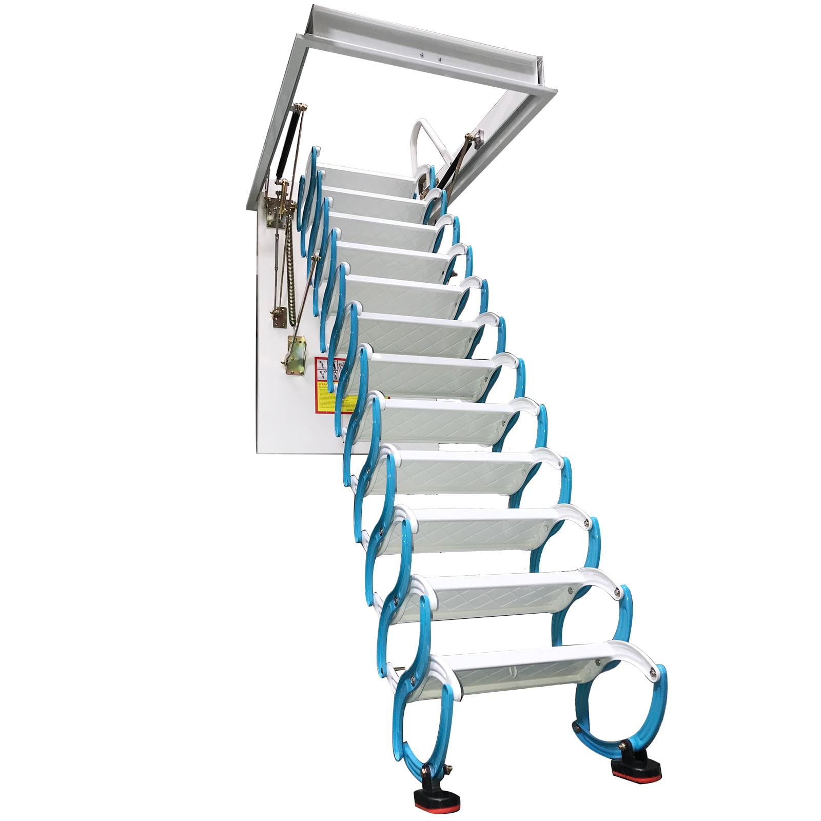 Hidden Telescopic Folding Ladder Blue-White 9.8ft/12Steps Steel 27.56 x ...