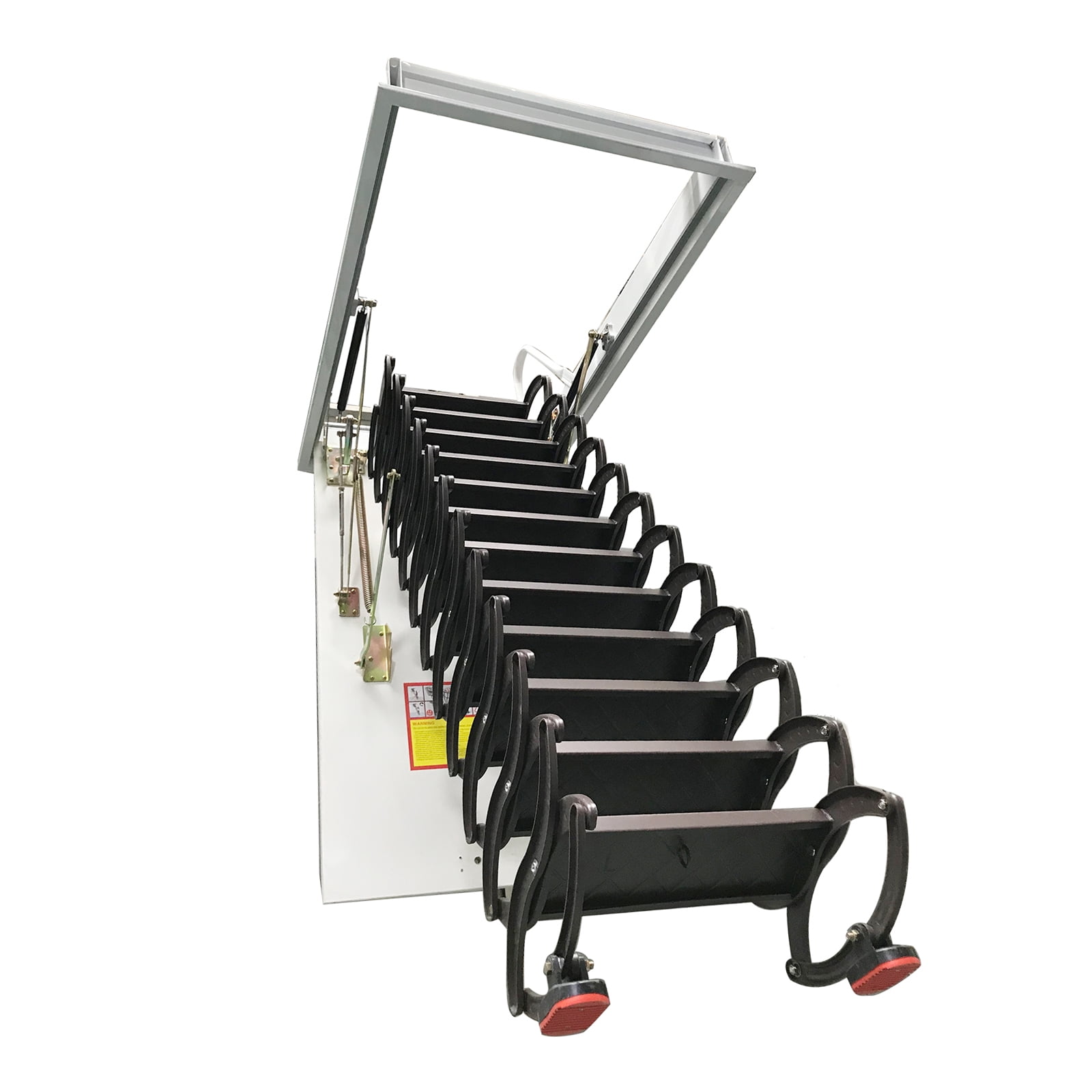 Hidden Telescopic Folding Ladder Chocolate 9.8ft/12Steps Steel 27.56x47 ...