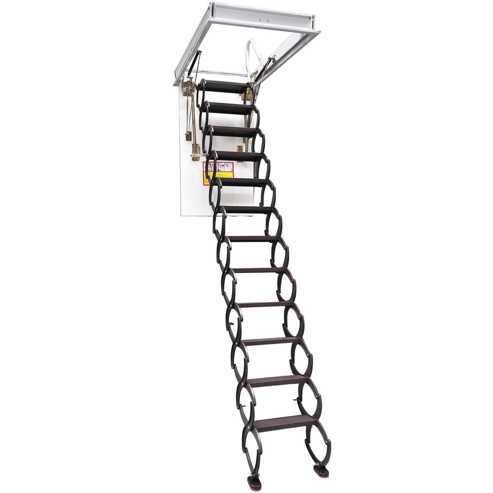 Hidden Telescopic Folding Ladder Chocolate 9.8ft/12Steps Steel 31.5x35 ...