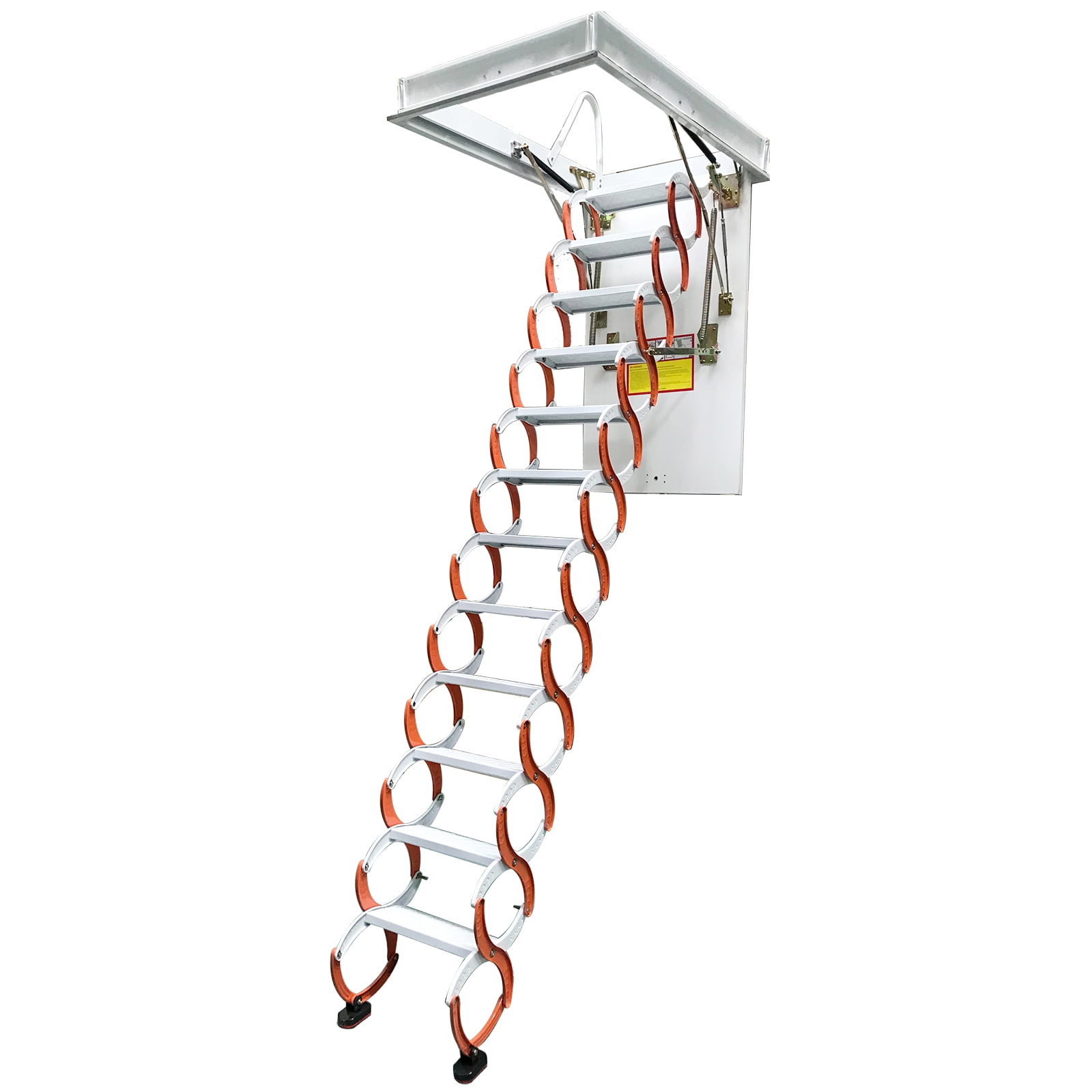 Hidden Telescopic Folding Ladder Orange 9.8ft/12Steps Steel 31.5x35 ...