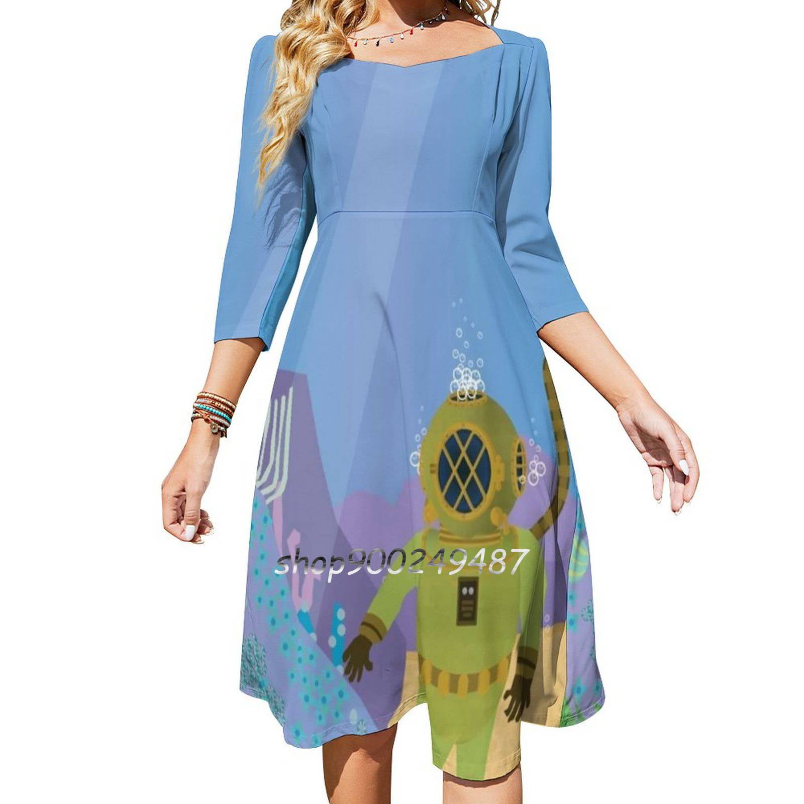 Hidden Treasure Of The Deep Square Neck Dress New Plus Size Elegant ...