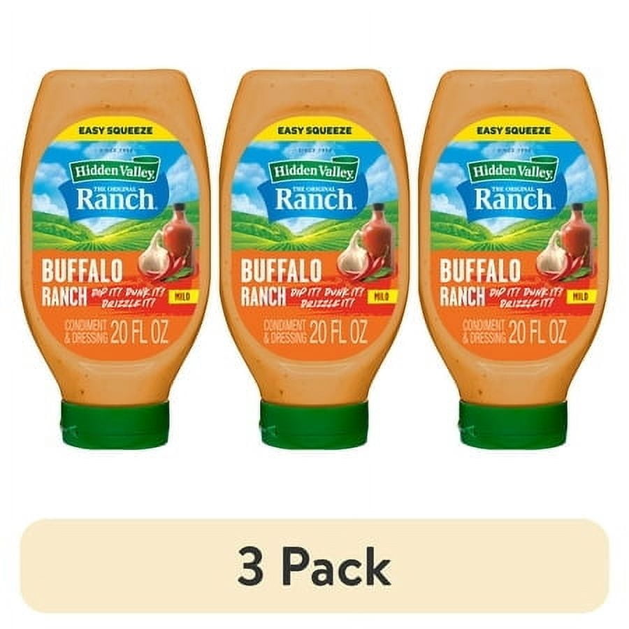 (3 pack) Hidden Valley Gluten Free Buffalo Ranch Dipping Sauce, Topping ...