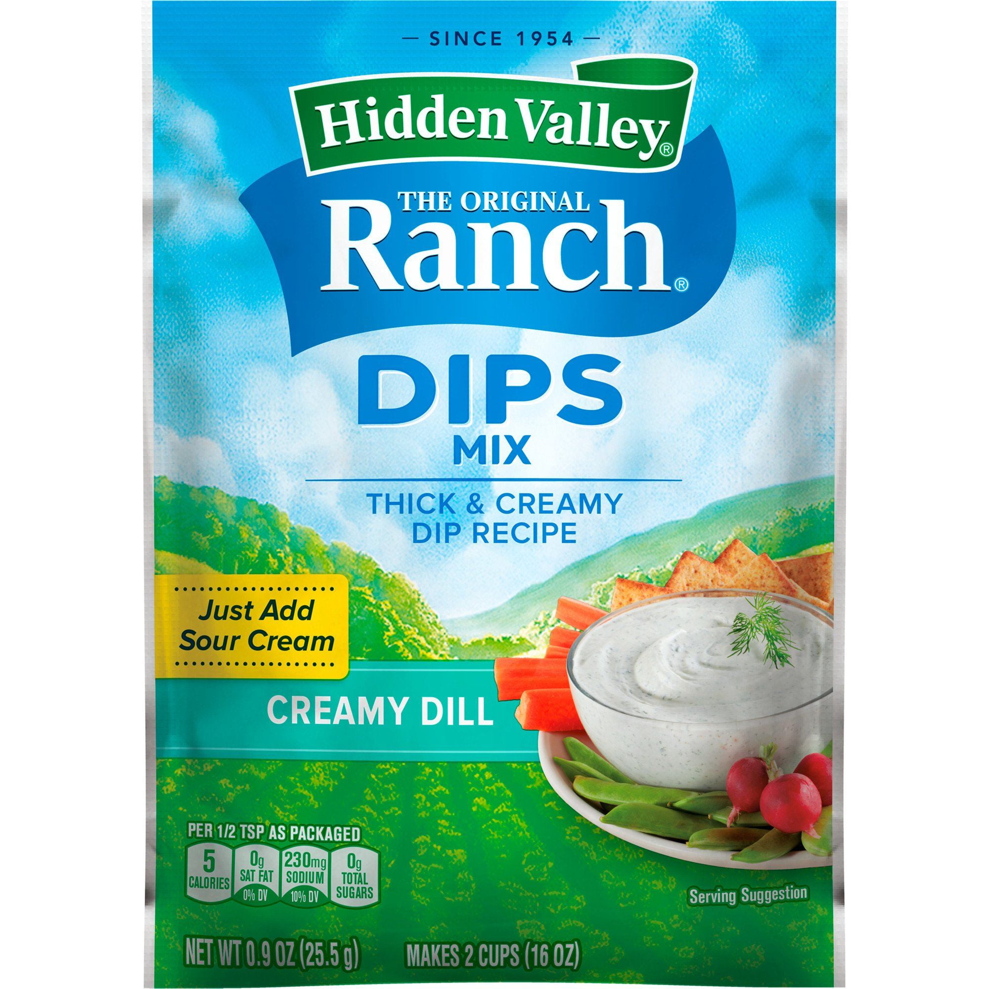Hidden Valley Creamy Dill Ranch Dips Mix - 0.9 oz Packet Package May ...