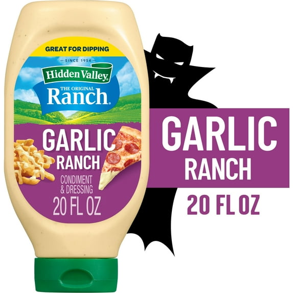Hidden Valley Garlic Ranch Dressing, Creamy Condiment, 20 oz Bottle ...