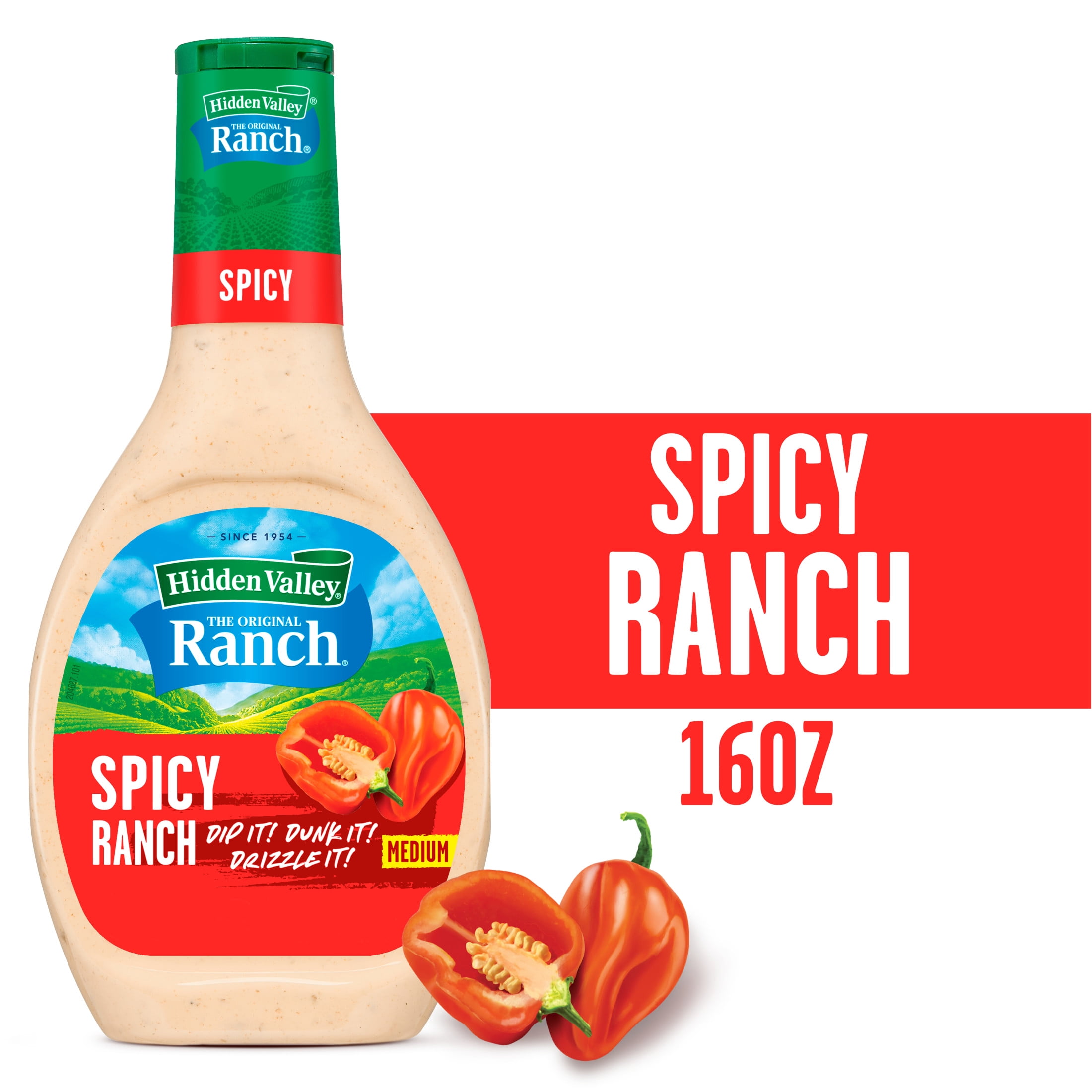 Hidden Valley Gluten Free Spicy Ranch Salad Dressing and Topping, 16.0 ...