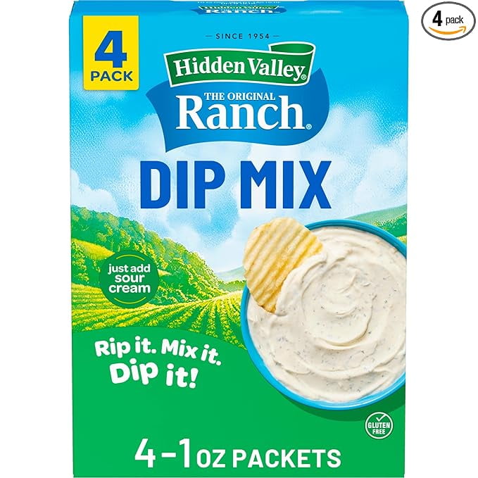Hidden Valley Original Ranch Dips Mix, 1 Ounce, Pack of 4 (Package May ...