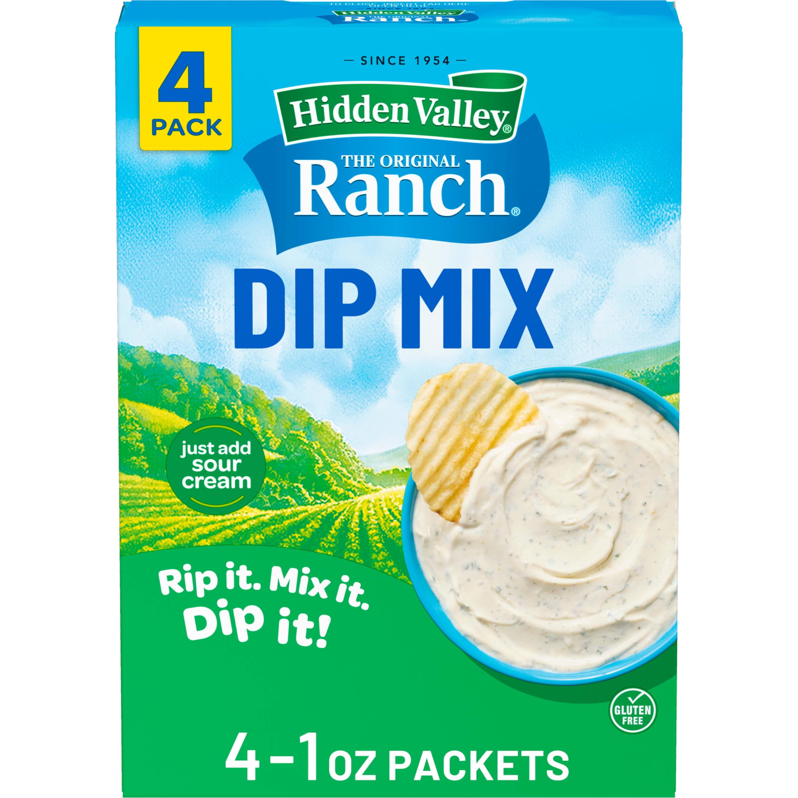 Hidden Valley Original Ranch MZF22 Dip Mix, 1 Ounce Each, 4 Count ...
