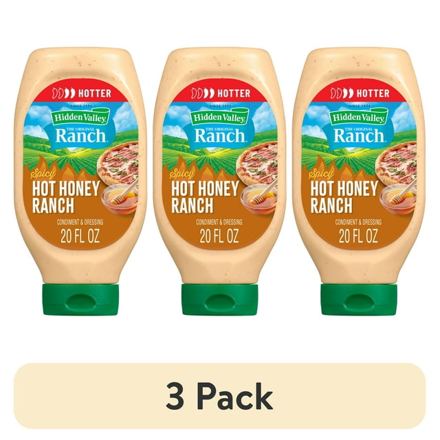 (3 pack) Hidden Valley Spicy Hot Honey Ranch Condiment and Dressing, 20 ...