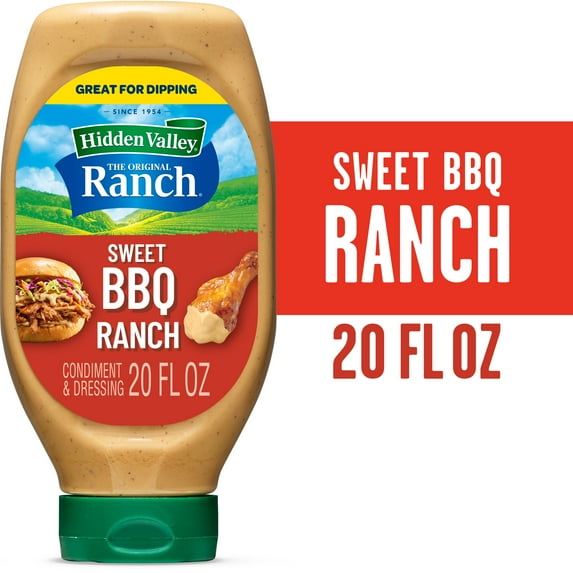 Hidden Valley Sweet BBQ Ranch Dip Sauce Condiment and Dressing, 20 fl ...