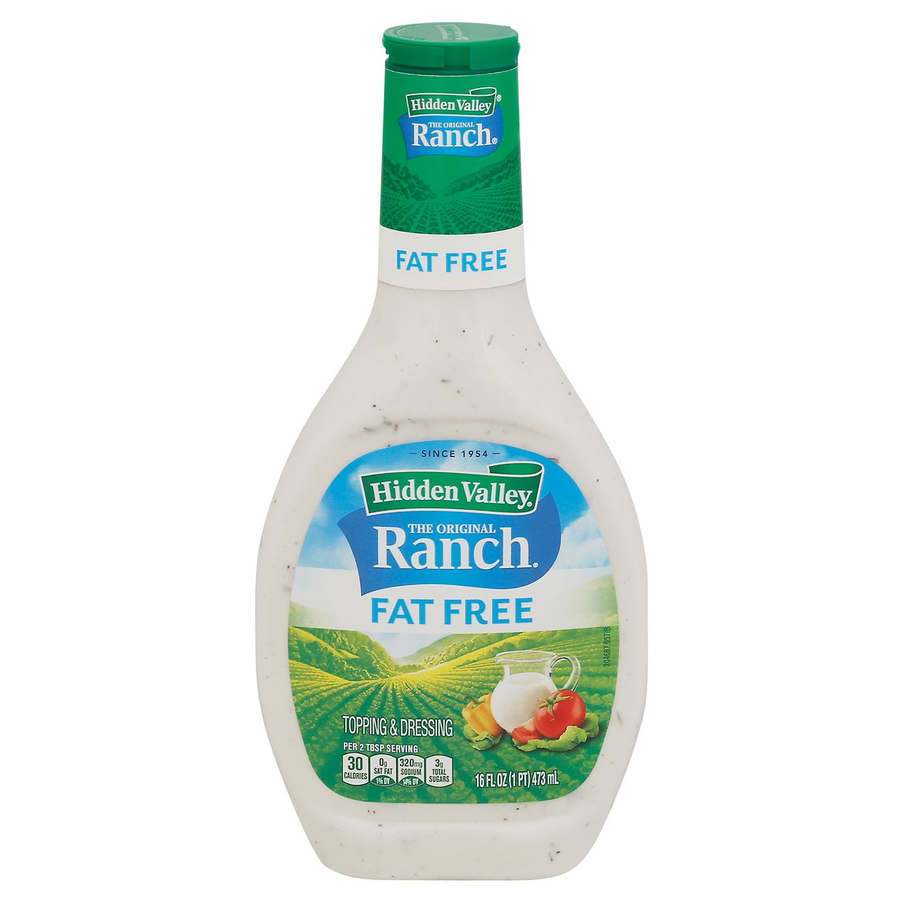Hidden Valley Fat Free Ranch Salad Dressing, Gluten Free, Creamy, 16 oz ...