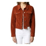 Hidden Womens Brown Frayed Corduroy Jacket, Casual Solid, Cotton Blend ...