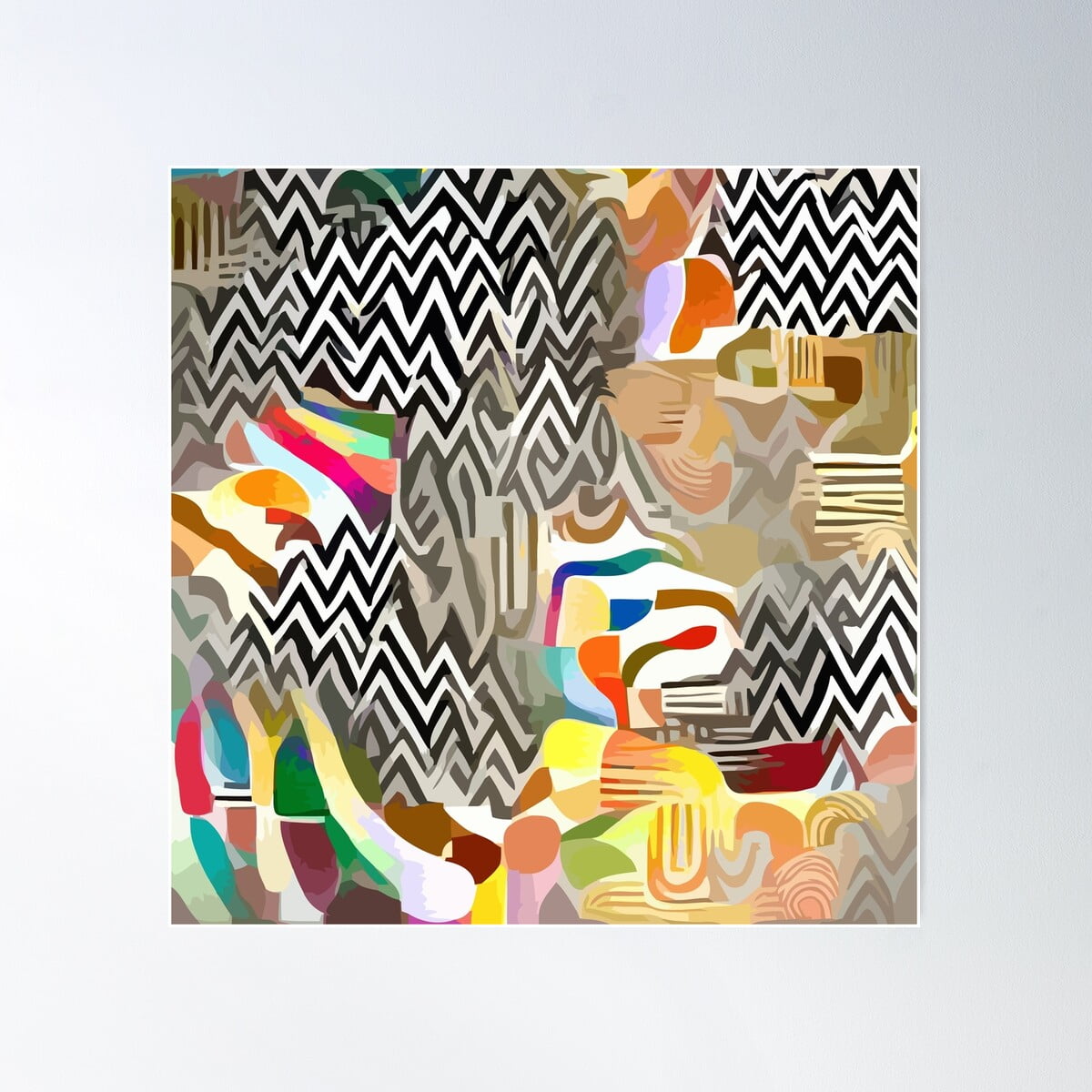 Hidden Zebra Abstract Camouflage Poster Wall Art, Modern Wall Decor For ...