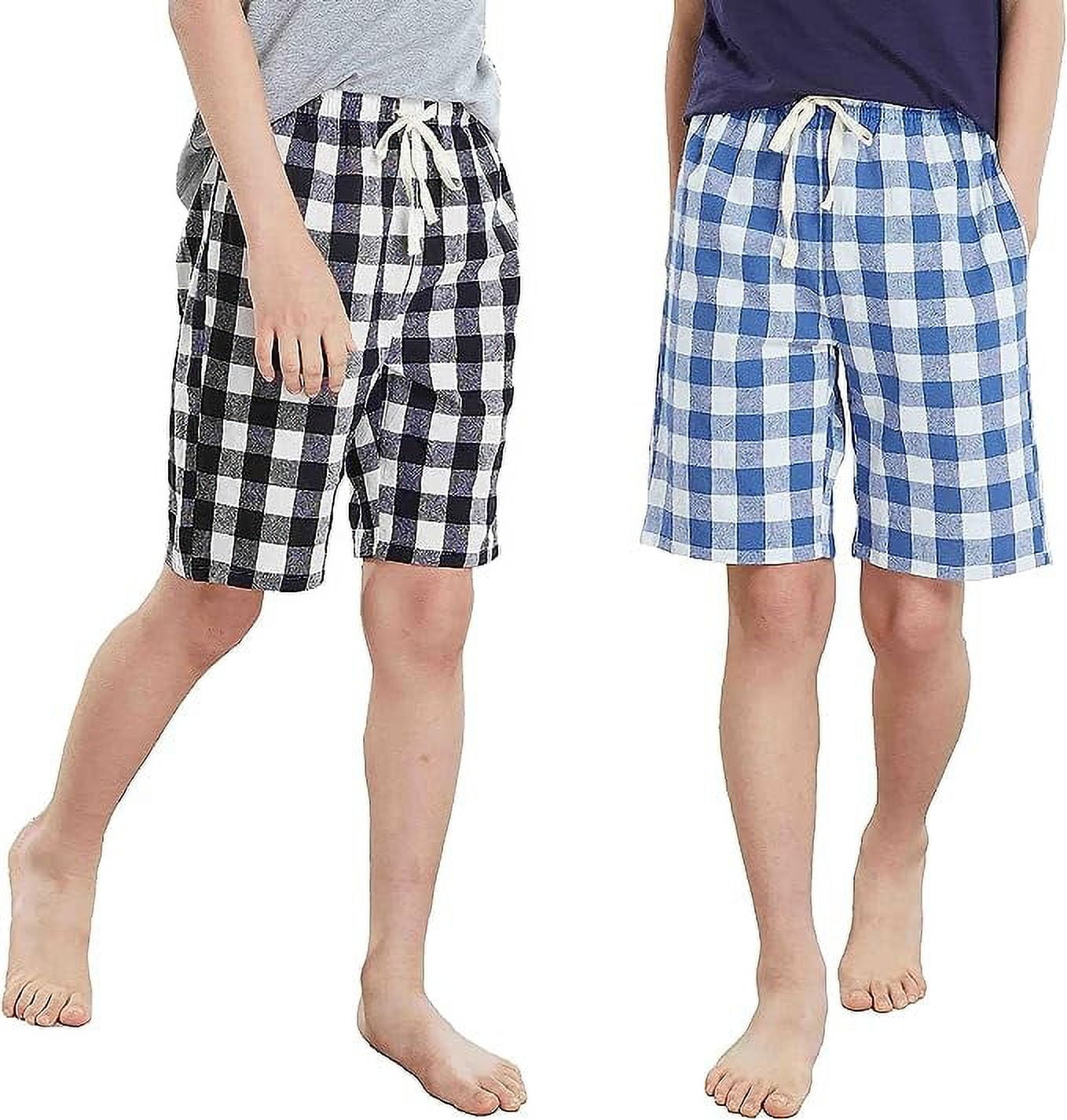 HiddenValor Big Boys Cotton Plaid Pajamas Shorts, Pull On Lounge Shorts ...