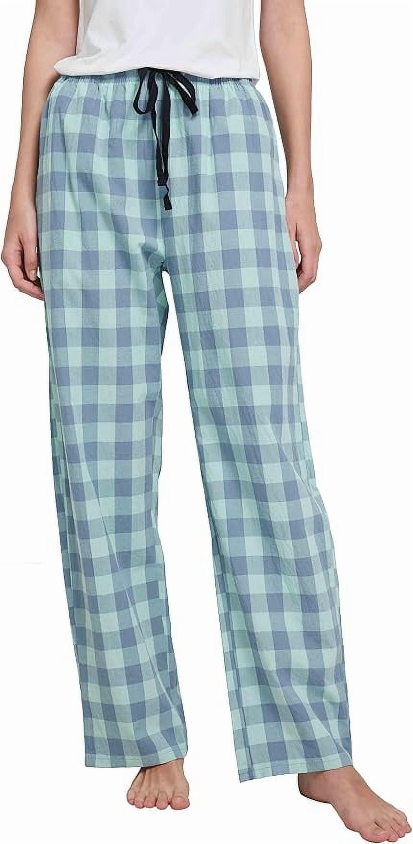 HiddenValor Women Lightweight Woven Cotton Plaid Pajama Lounge Pants ...
