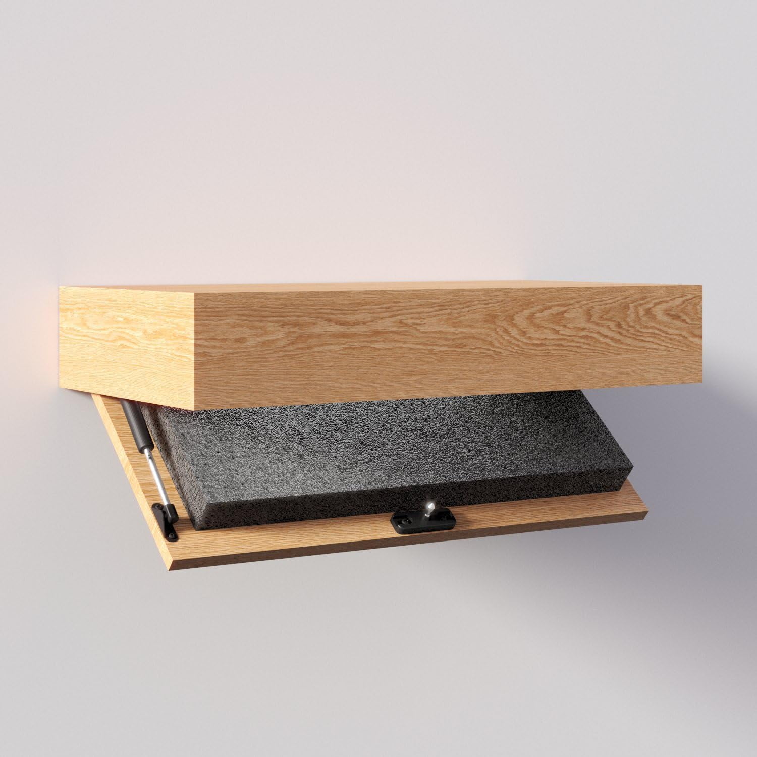 Hide-A-Shelf Red Oak Clear Finish Concealed Floating Shelf 20” W x 10 ...