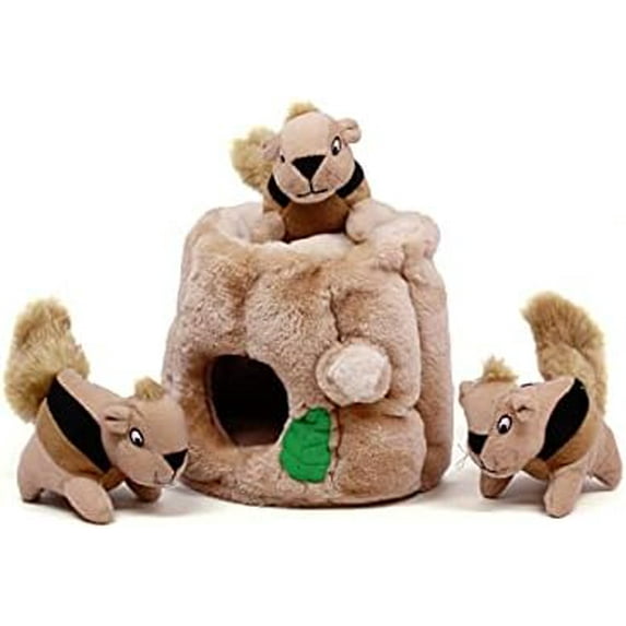 Hide-A-Squirrel Dog Toy – Interactive 2‑in‑1 Plush Puzzle with 3 ...