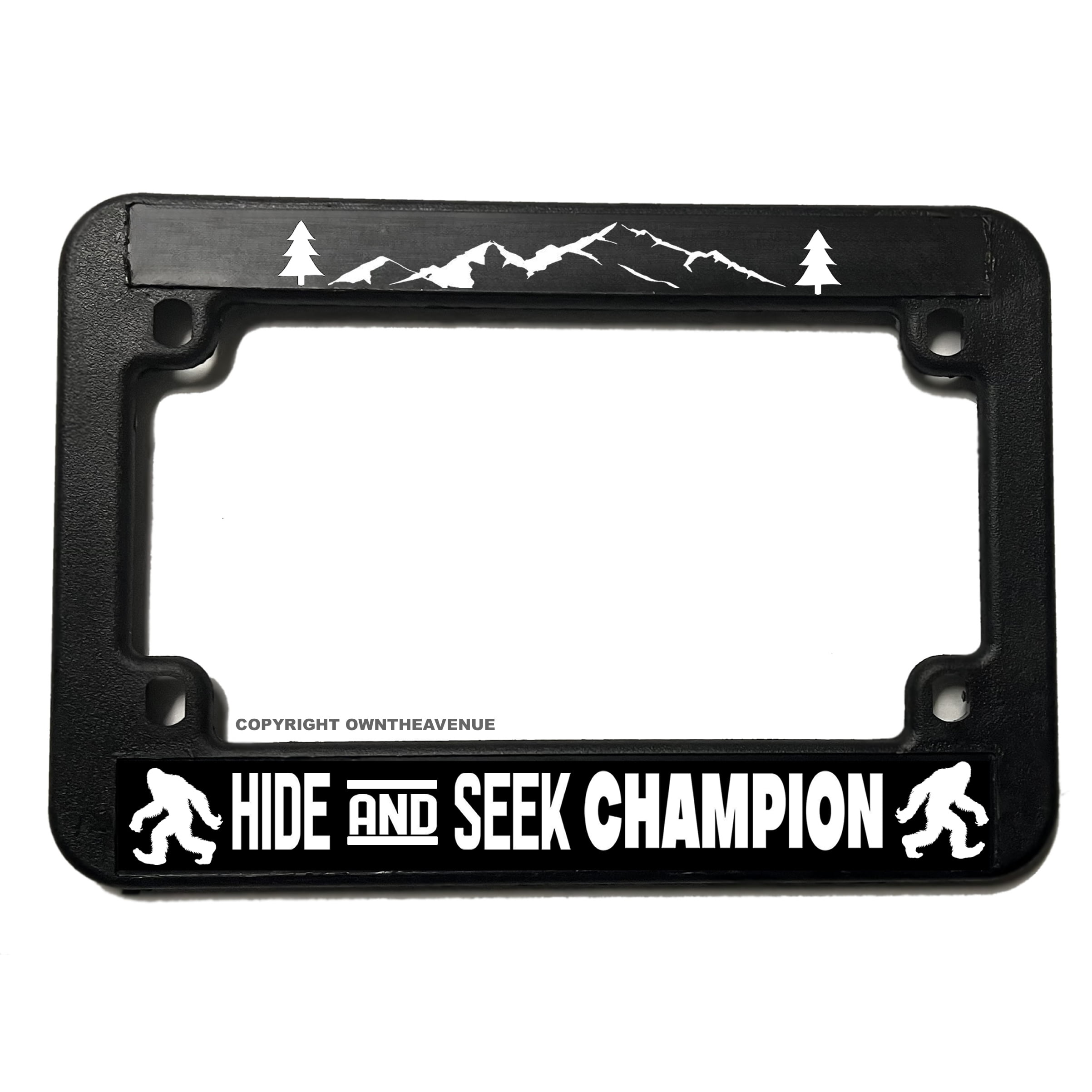 Hide And Seek Champion Bigfoot Funny Motorcycle License Plate Frame ...