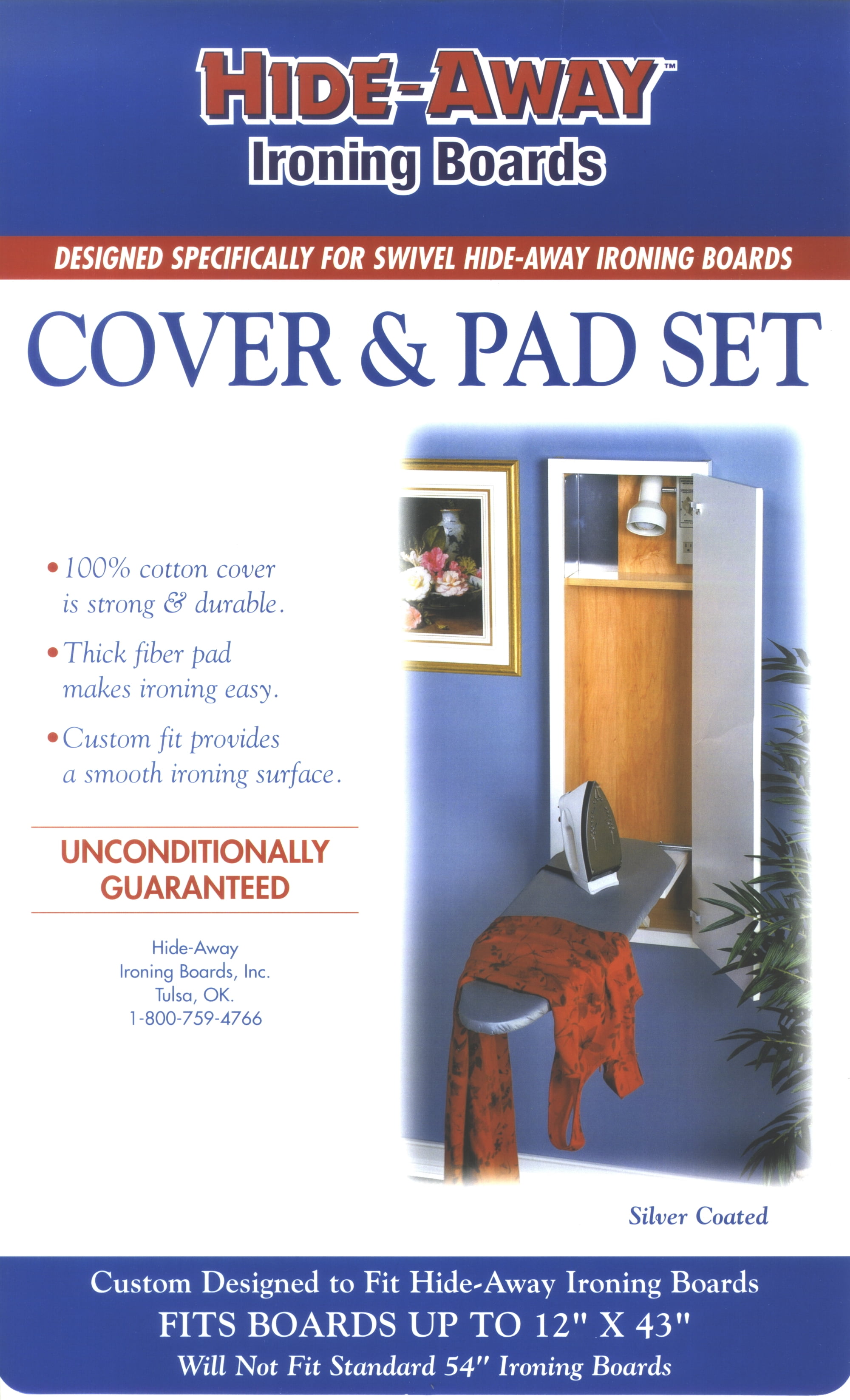 "Small Size Hide-Away Ironing Board Cover for 12""x43"" Boards ...