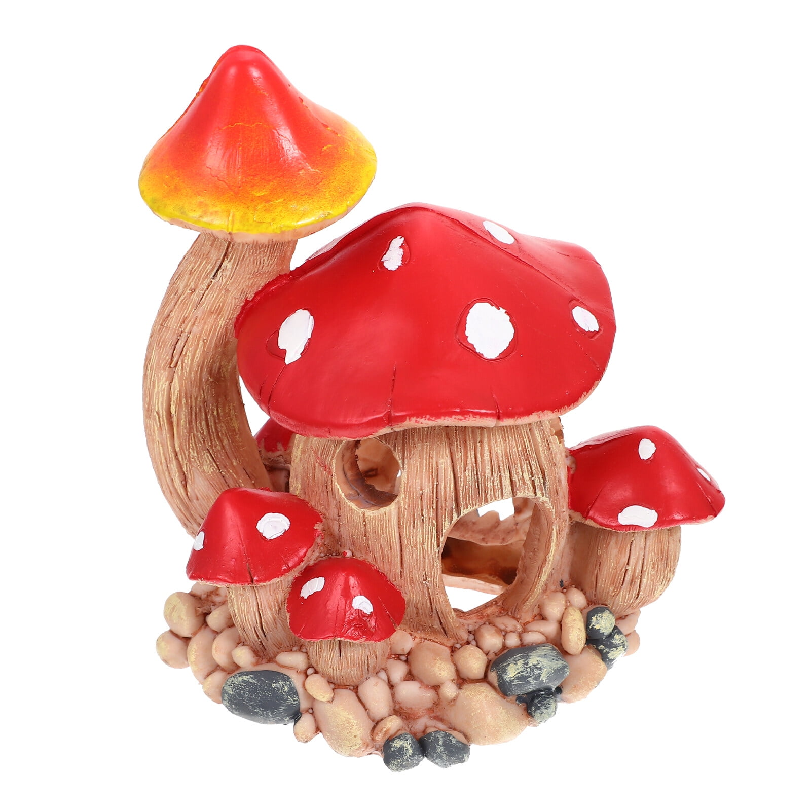 Red Resin Fish Tank Decor Mushroom House for Freshwater Aquarium ...