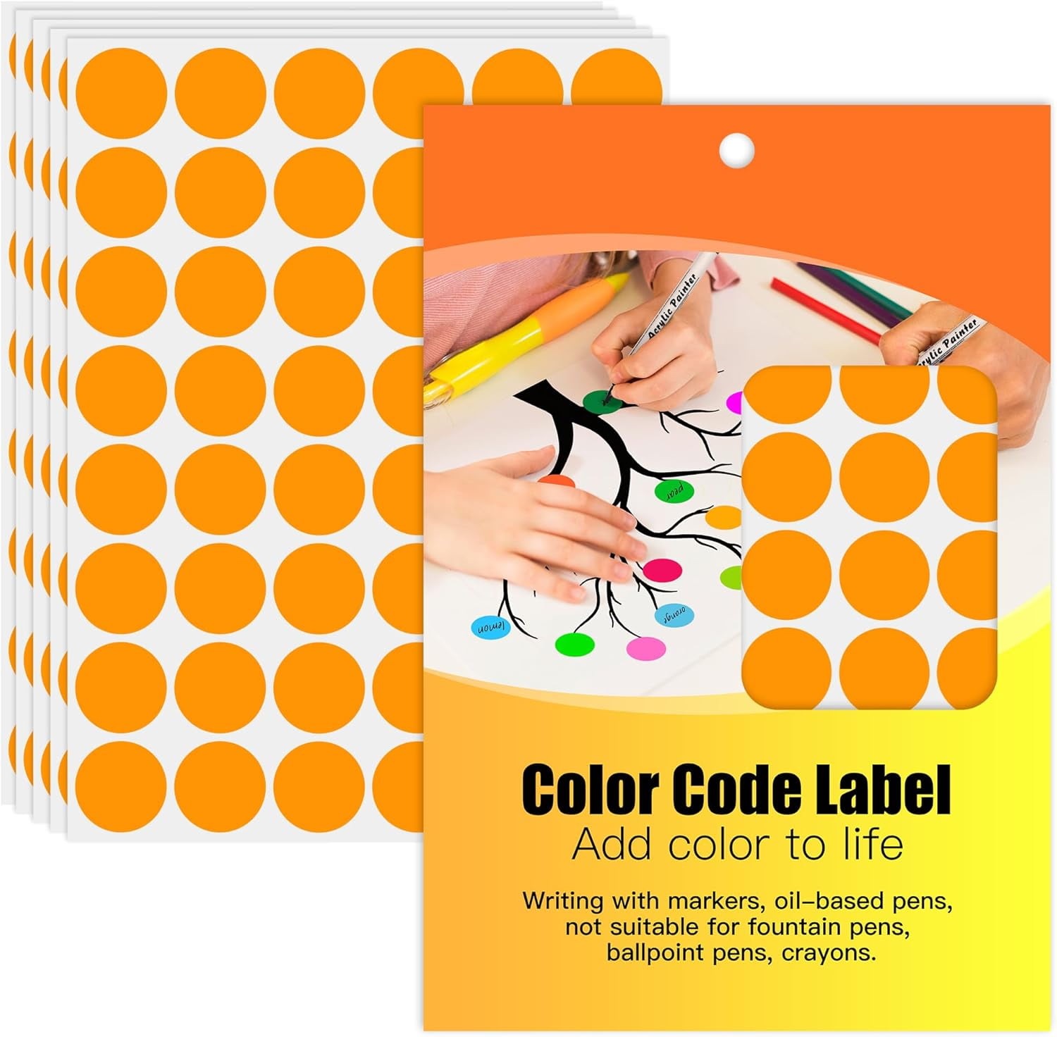 Hidove 1 Inch Colored Dot Stickers Round Labels ( Dots, 15 Colors ...