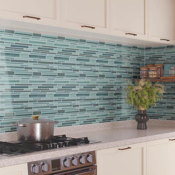 Hidove 10 12''x12'' Blue and Stick Tiles for Kitchen and Stick Tiles ...