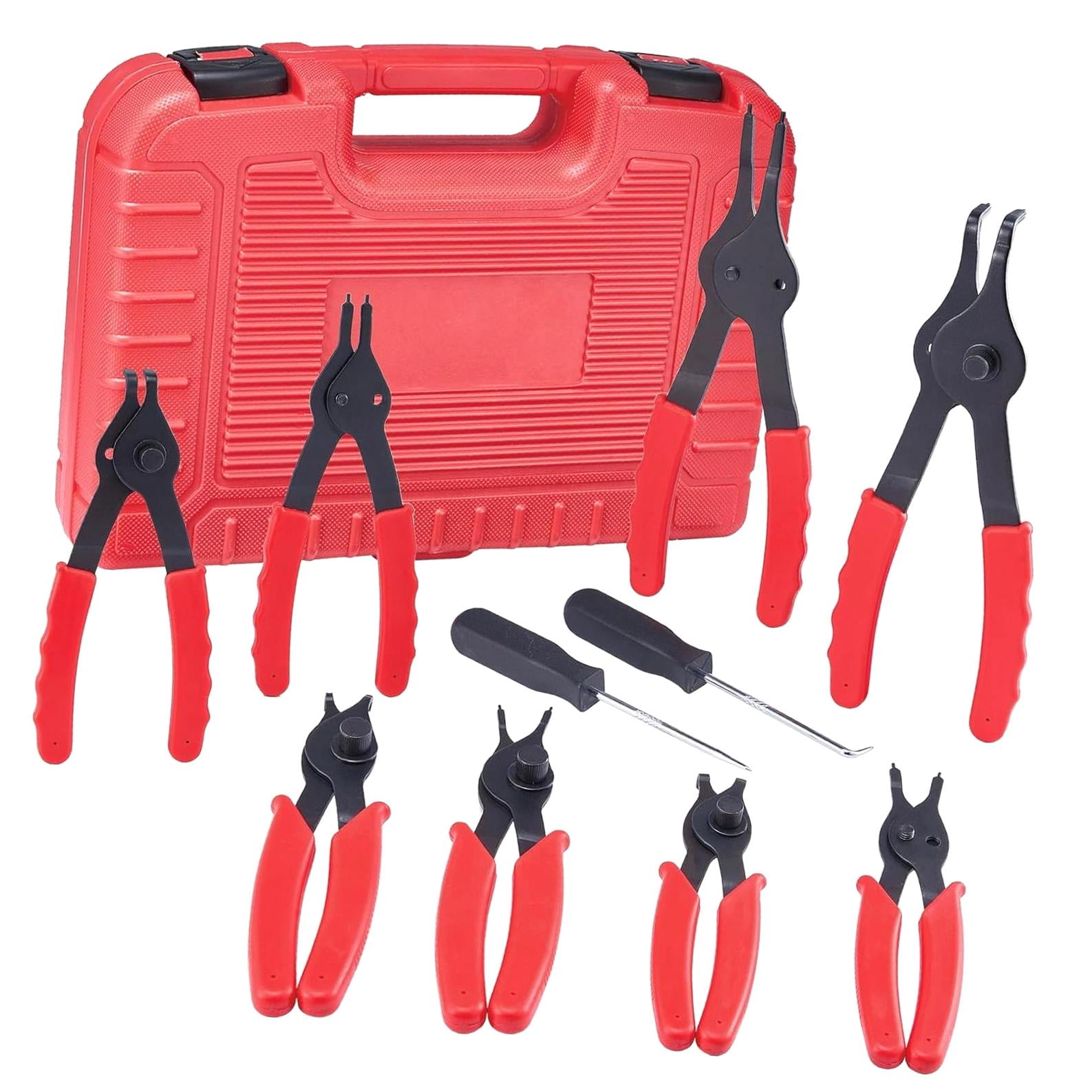 Hidove 10-Piece Snap & Circlip Pliers Set: Internal/External, Bent & Straight, with Hook Pick ...