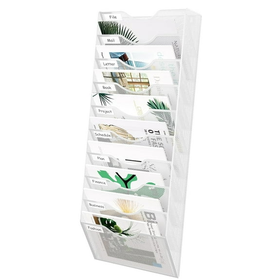 Hidove 10 Pocket Wall File Organizer Hanging Paper Folder Holder with ...