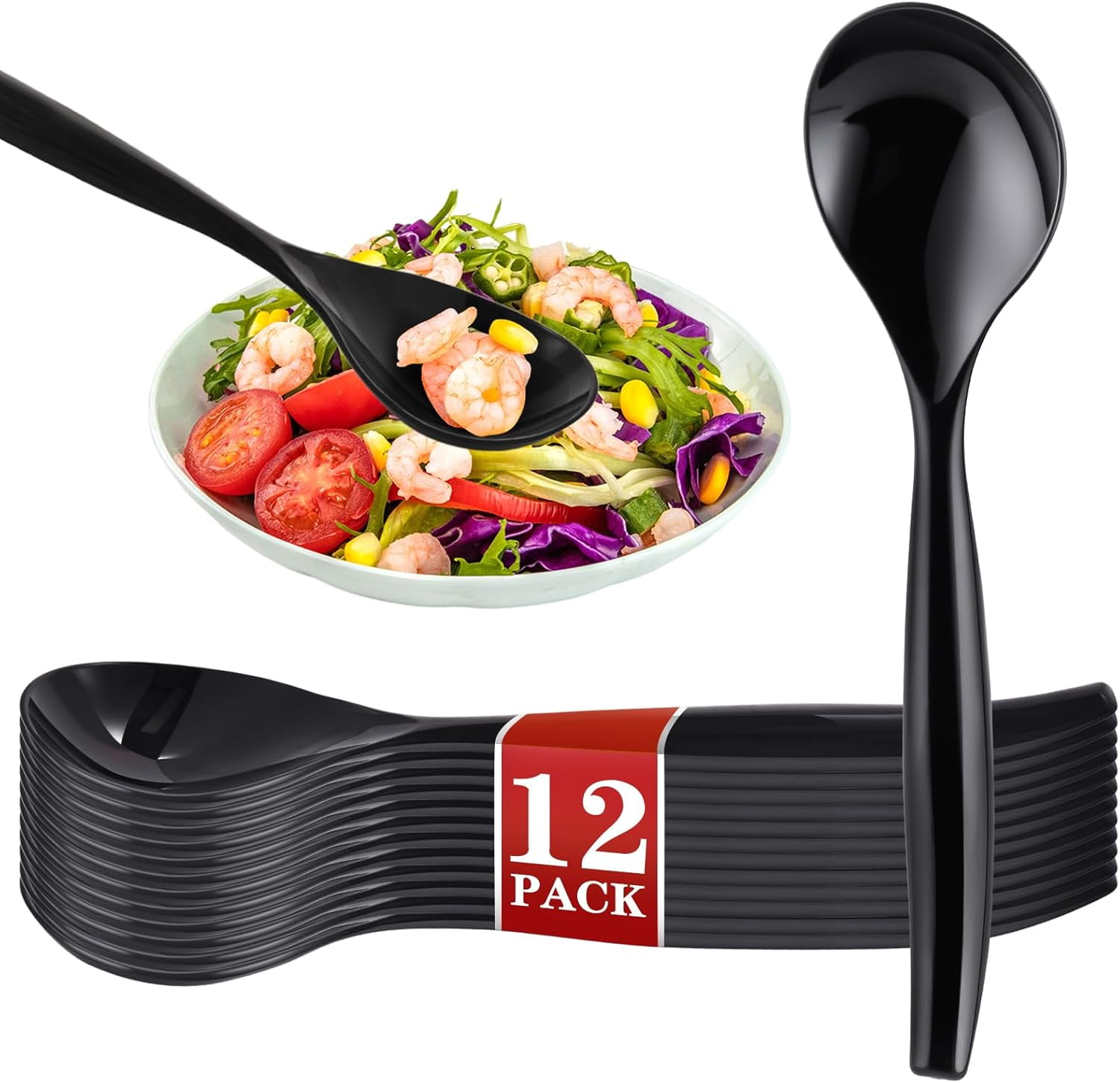 Hidove 10" Serving Spoons Plastic Serving Utensils 12 Packs Spoons for ...