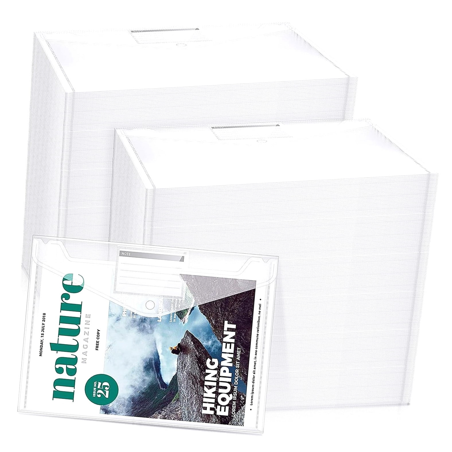 Hidove 100 Pcs Clear Envelopes with Button Closure Letter Size Plastic ...
