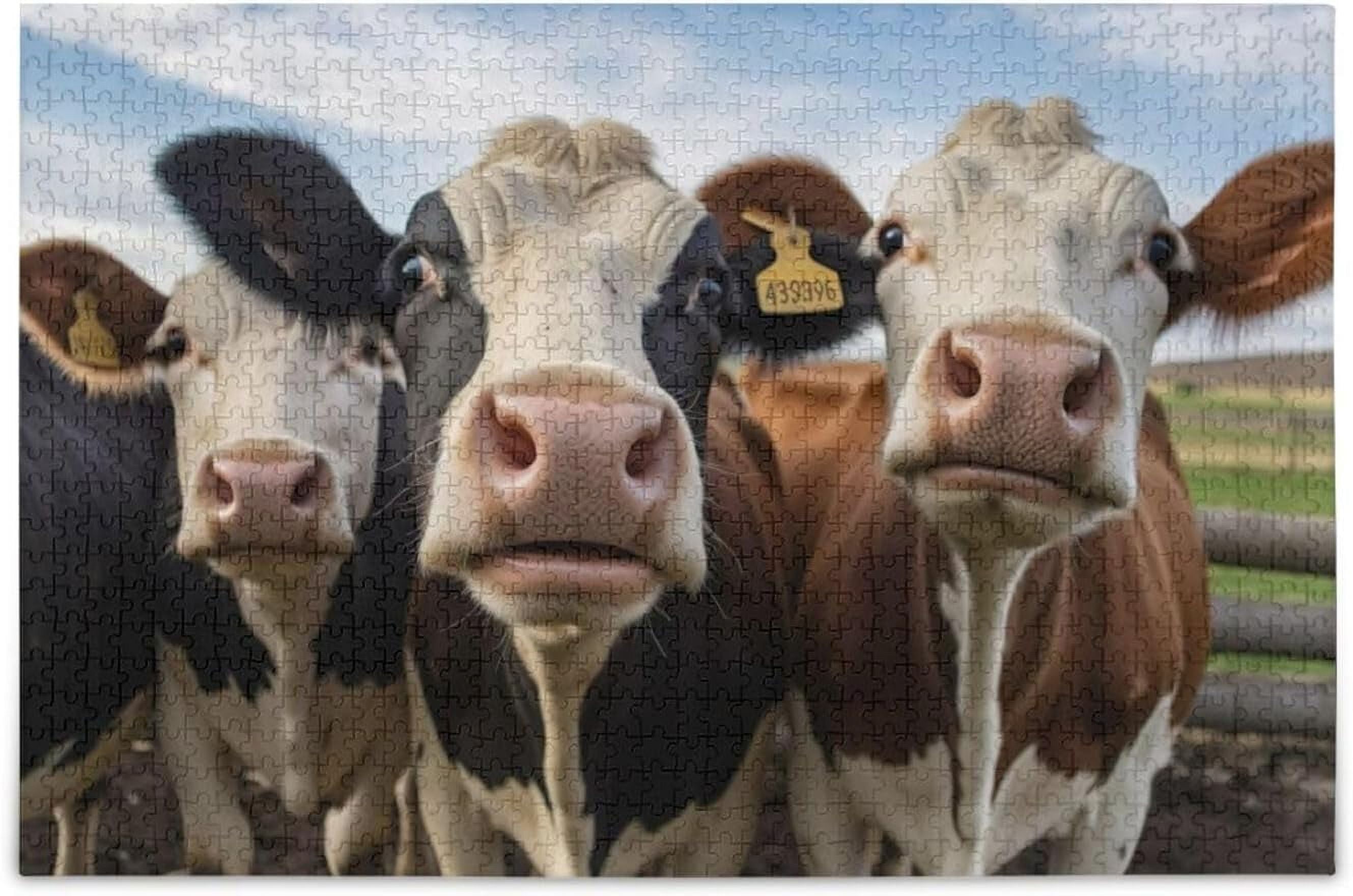 Hidove 1000 Pieces Cute Ranch Cows Jigsaw Puzzle for Adults Teens Kids ...