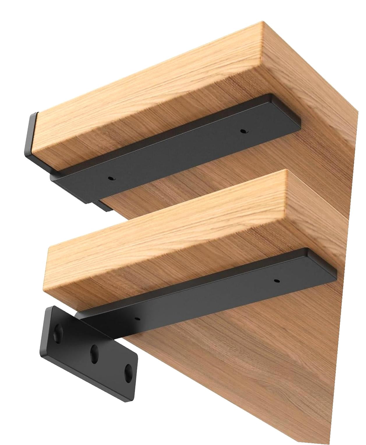 Hidove 12-Inch Floating Shelf Brackets, Set of 4 - Black Metal Supports ...