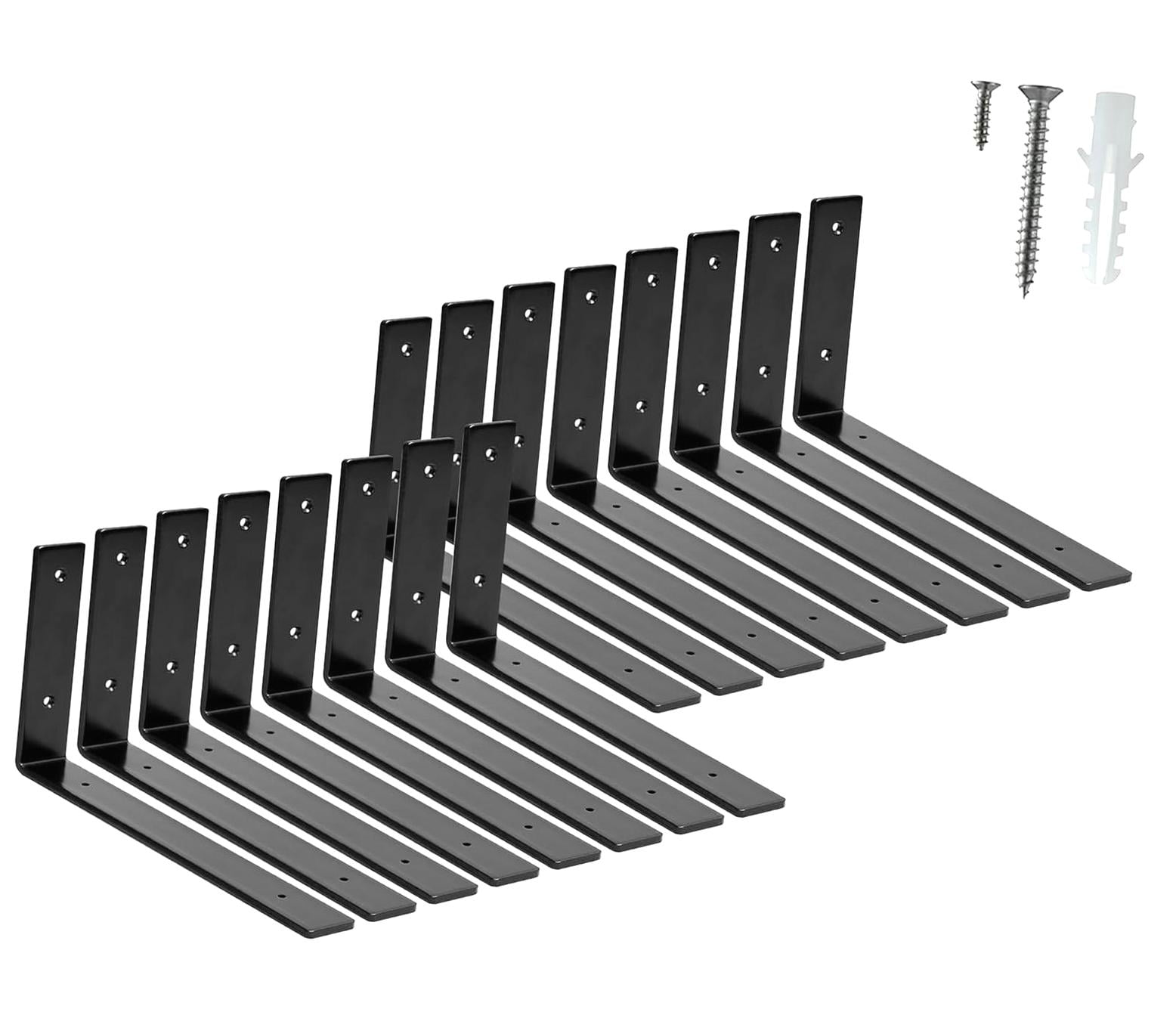 Hidove 12 Inch Shelf Brackets, 16 Pack Floating Shelf L Supports, Black ...